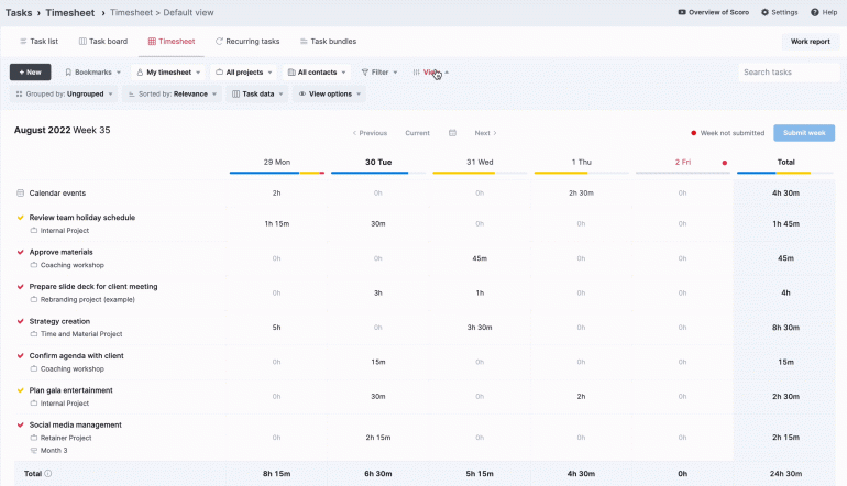 September Update: Timesheet and Google Calendar Sync Scoro | Scoro
