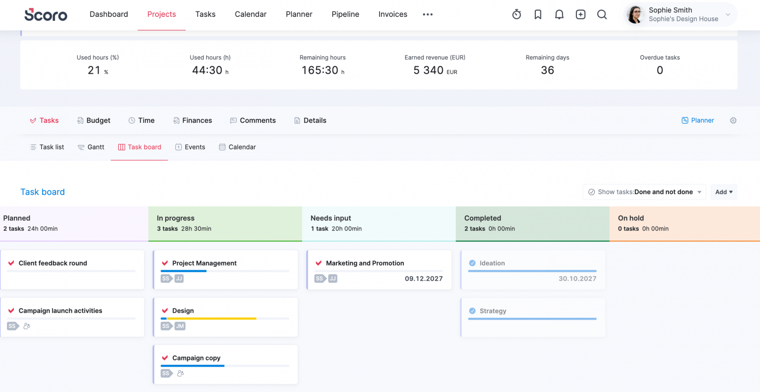 March Update: Customizable Project View | Scoro