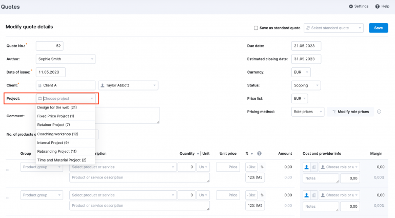 Project Quotation Template For Professional Services | Scoro