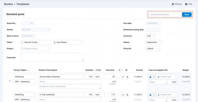 Project Quotation Template For Professional Services | Scoro | Scoro