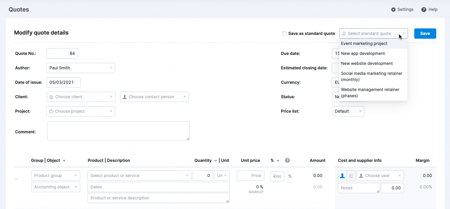Project Quotation Template For Professional Services | Scoro | Scoro