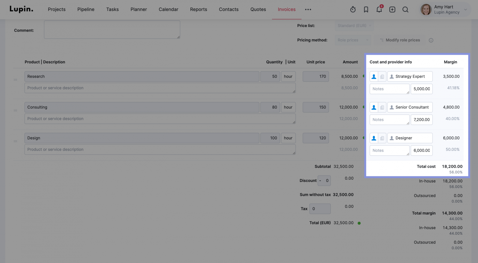 Budget Cost Variance Calculator For Client Projects | Scoro | Scoro