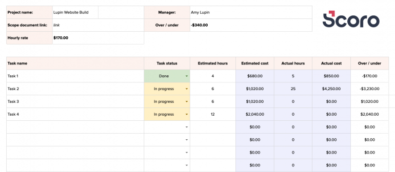 Agency Timesheet Template—Google Sheets & Excel Formats | Scoro | Scoro