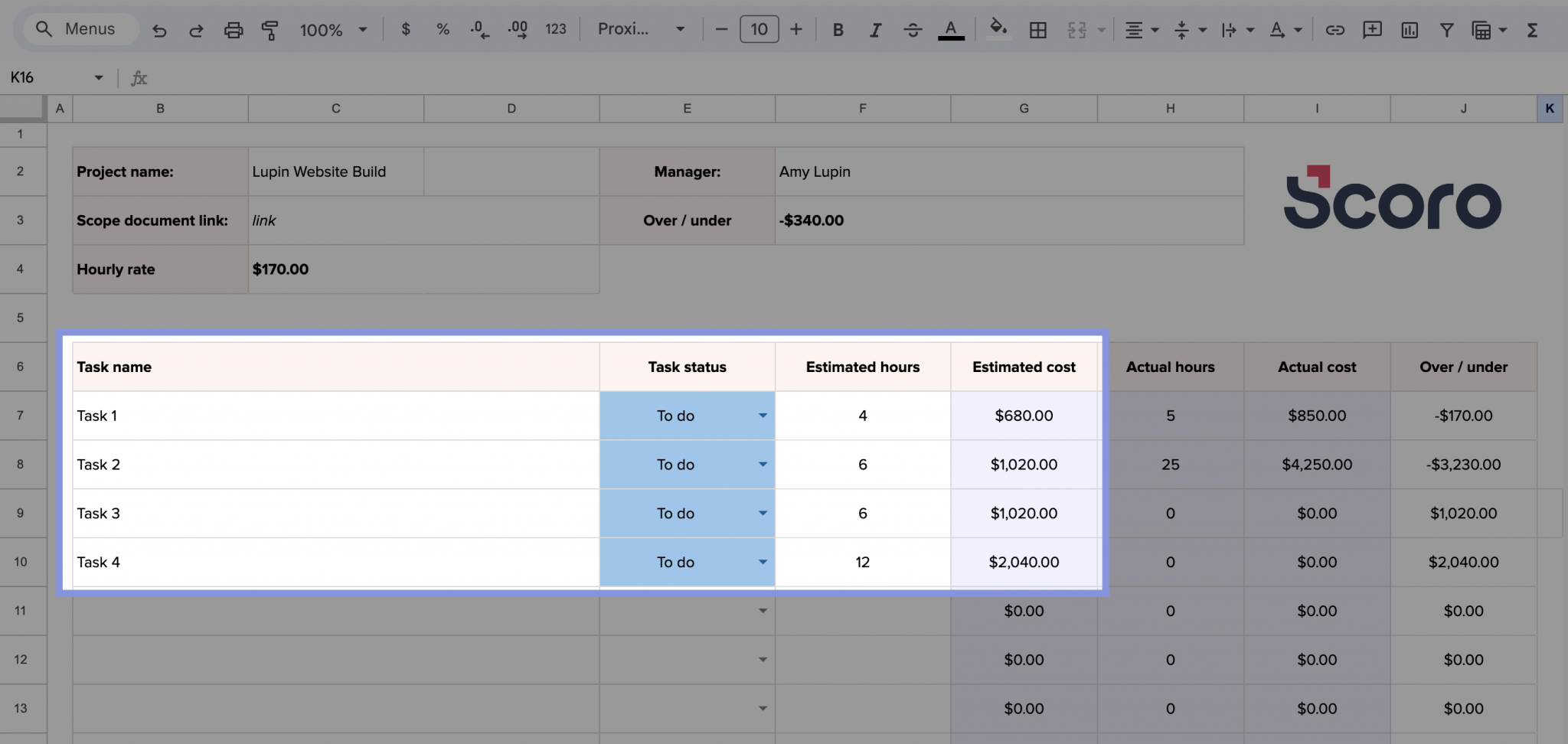 Agency Timesheet Template—Google Sheets & Excel Formats | Scoro